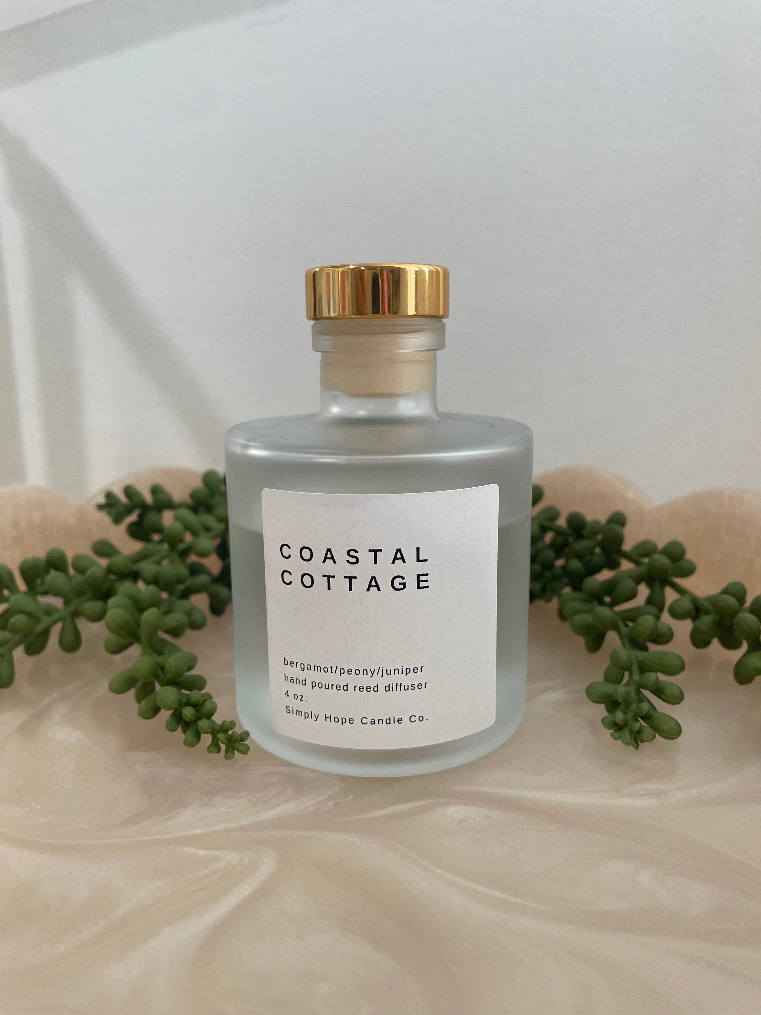 Coastal Cottage Reed Diffuser 5 oz (sea salt + peony + juniper ...